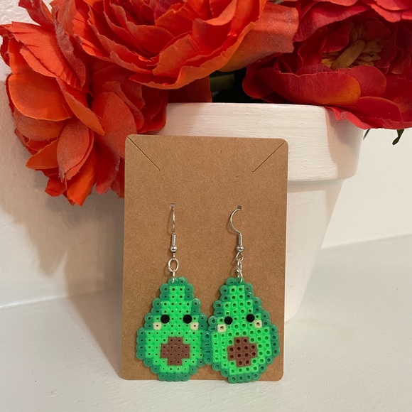 Hand Crafted | Jewelry | Hpperler Bead Avocado Earrings | Poshmark